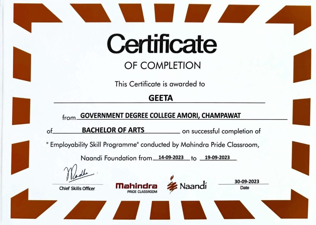 Skill Development Program – College Amori